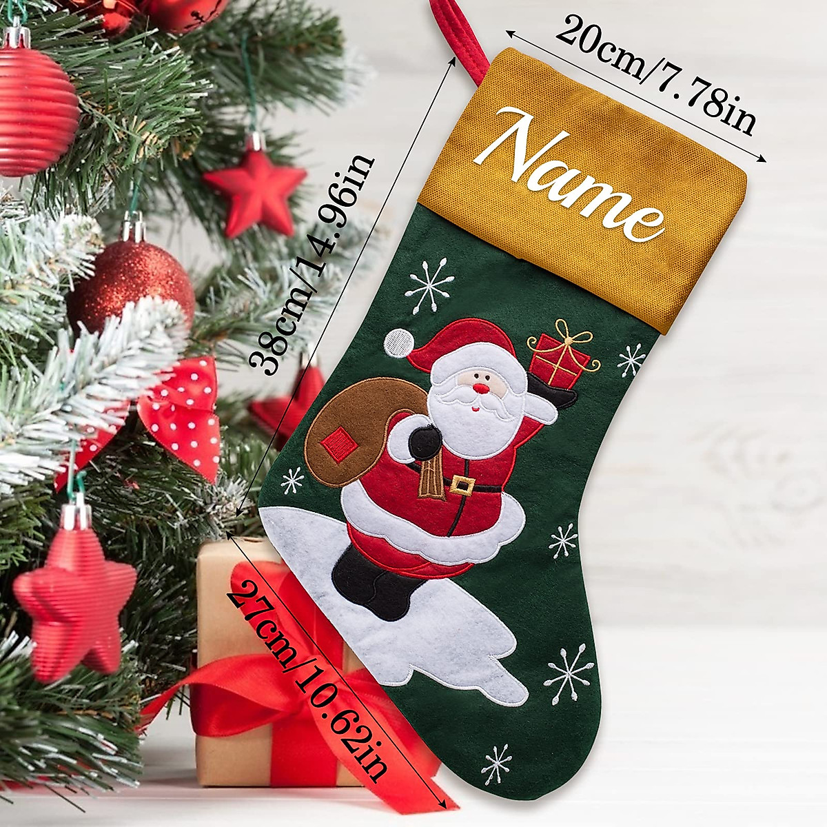 VPkiirai Personalized Christmas Stockings Set of 1 Custom Christmas Stockings with Name Family Ornament for Xmas Holiday Decoration