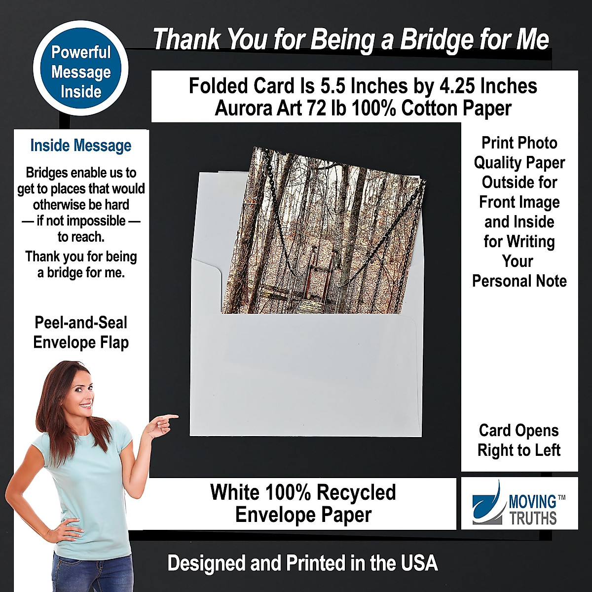 Moving Truths Thank You for Being a Bridge for Me Thank You Card | Teacher Thank You Card | Coach Thank You Card | Mentor Thank You Card | Counselor Thank You Card (4.25 x 5.5 Inches)