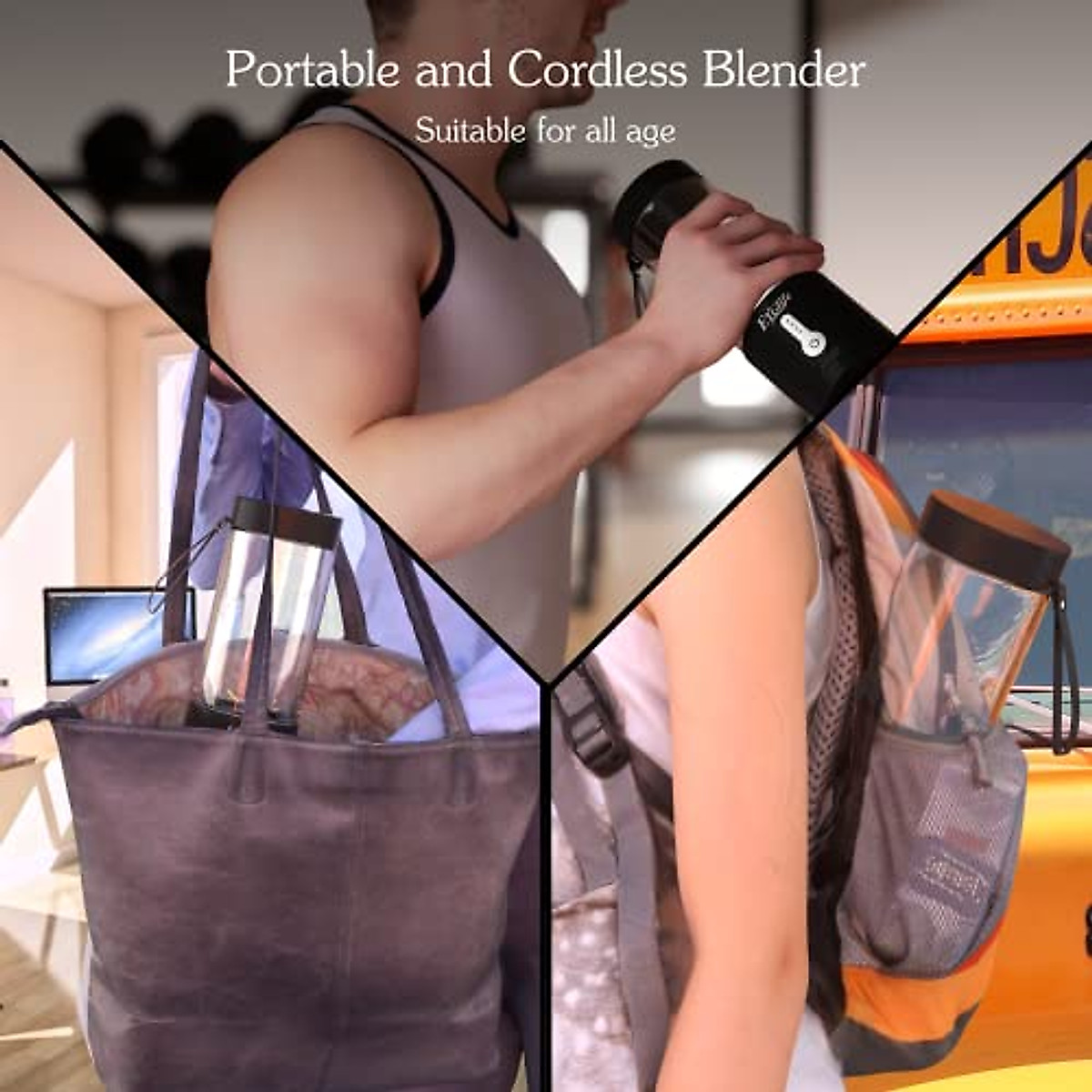 Small Blender, ETGlife Small Blender for Shakes and Smoothies, 18.5 Oz Travel Cup Design, 6 Blades & 150W Power Portable Blender with USB C Rechargeable, Perfect for Travel, Office, Gym & School