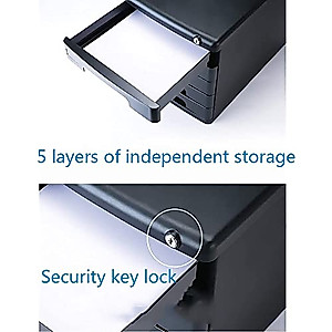 File Cabinet Durable Desktop Drawer Organizer 5 Layers File Cabinet Desktop Office Supplies Vanity (White)