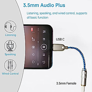 Portable Headphone Amplifier USB Type C to 3.5mm Adapter DAC ALC5686 32bits/384KHz Headset Amp for Samsung Android iOS Windows Mac OS X System Smartphone PC Laptop S22 S20+ S20 Ultra - Blue Sliver