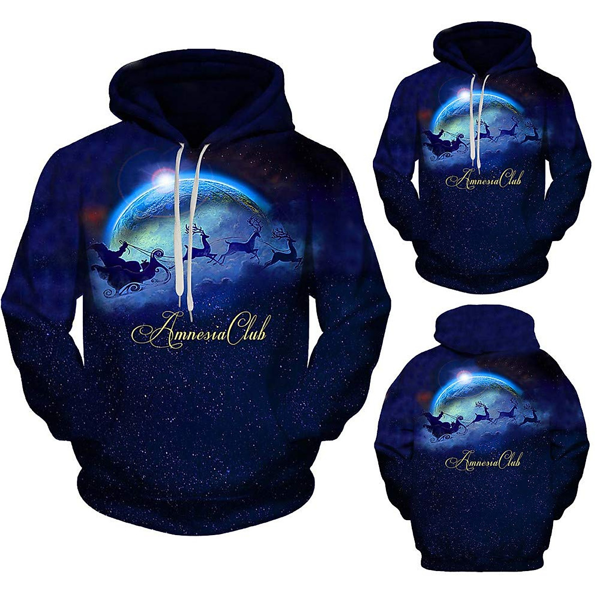 Cool Hoodies for Men, Thenlian Men's Fashion Christmas Printing Hoodie Long Sleeve Sweatershirt Tops Blouse(Blue, XL)