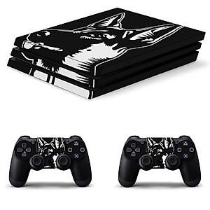 German Shepherd Head Decal Cover Sticker for PS-4 Slim PS-4 Pro Decal Sticker Compatible with PS-4 Controller Funny