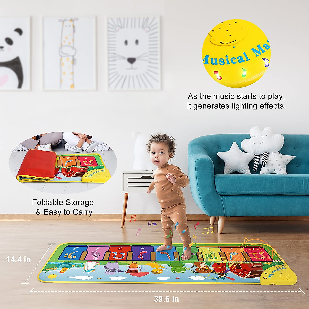 JOW Toys for 1 2 3 4 5 Years Old Girls Boys, Toddlers Musical Mat Touch Playmat, Baby Piano Mat Musical Toys Early Educational Toys Gifts for Baby Toddlers