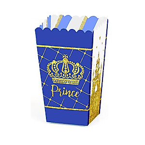 MOAXMOA Set of 24 Pink and Gold Princess Popcorn Boxes, Little Princess Crown Baby Shower Birthday Themed Party Favor Treat Candy Cookie Box Decoration Supplies