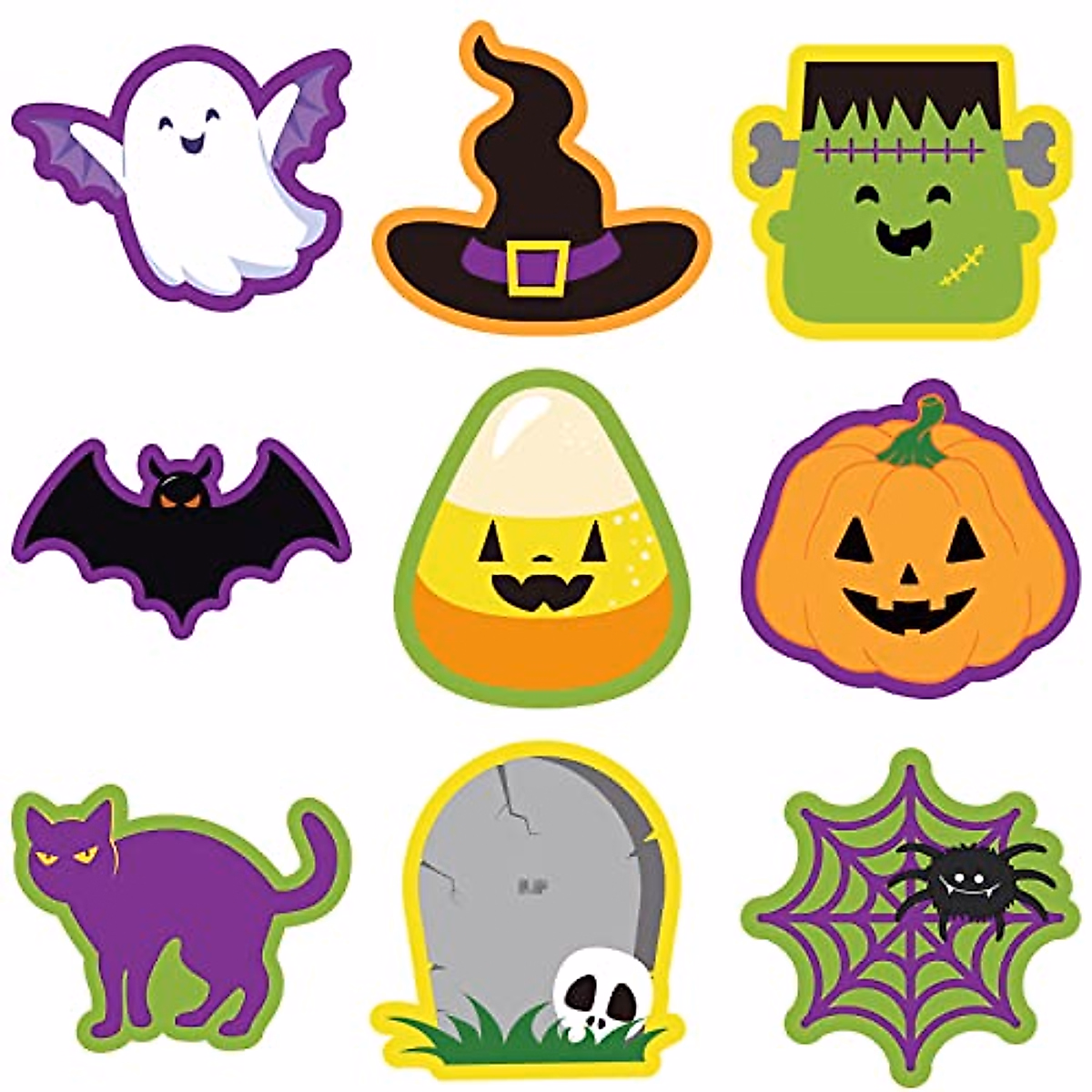 45 Pieces Halloween Bulletin Board Decoration Classroom Cutouts Pumpkin Spider Ghost Witch Hat Candy Cardboard Cutouts Set for DIY School Halloween Home Trick or Treat Party Decorations Supplies