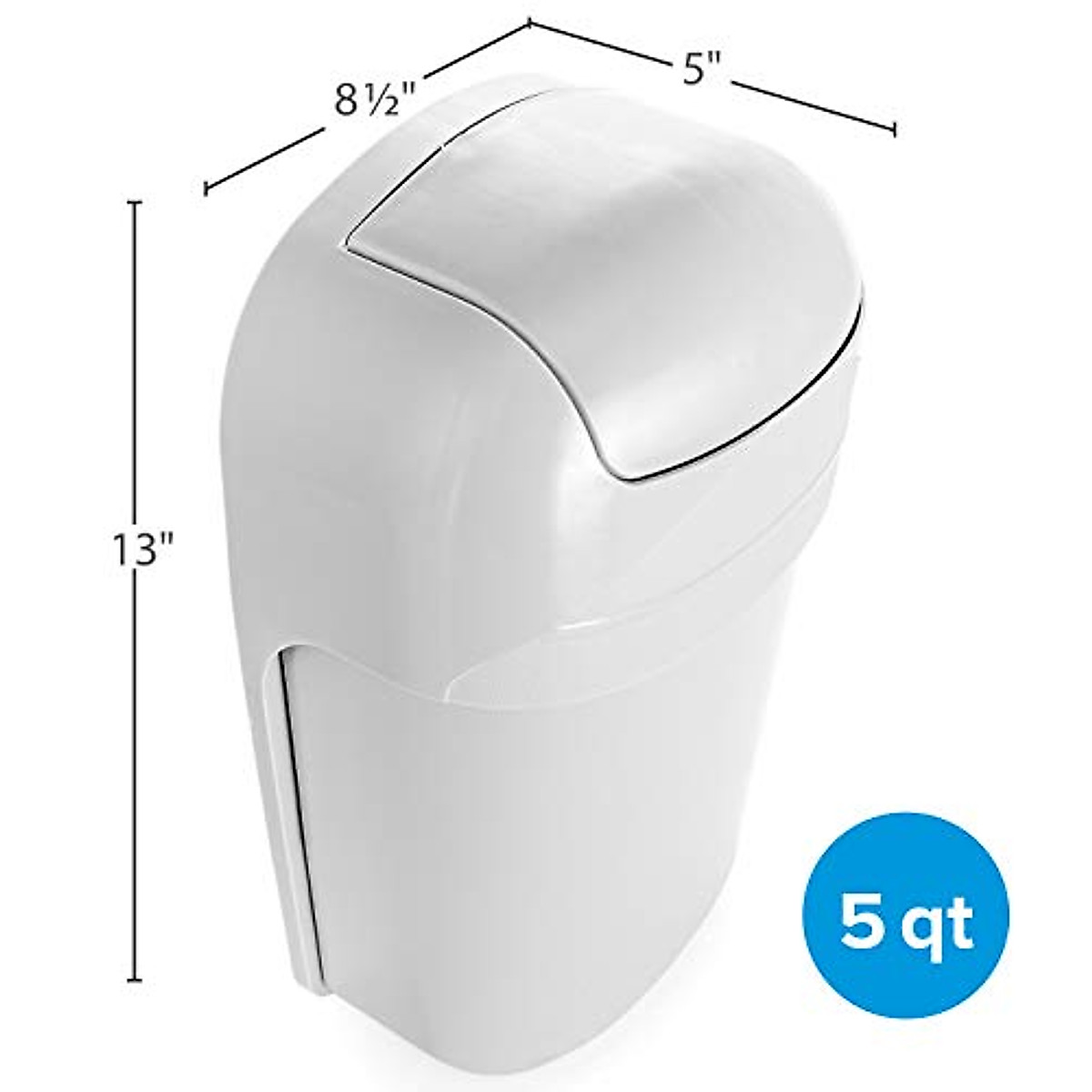 Camco Cabinet Mount Trash Can | Ideal for Tight Spaces in an RV, Boat, Apartment, Dorm Room or Tiny House | Measures 13.5" x 8.5" x 5" (43962)