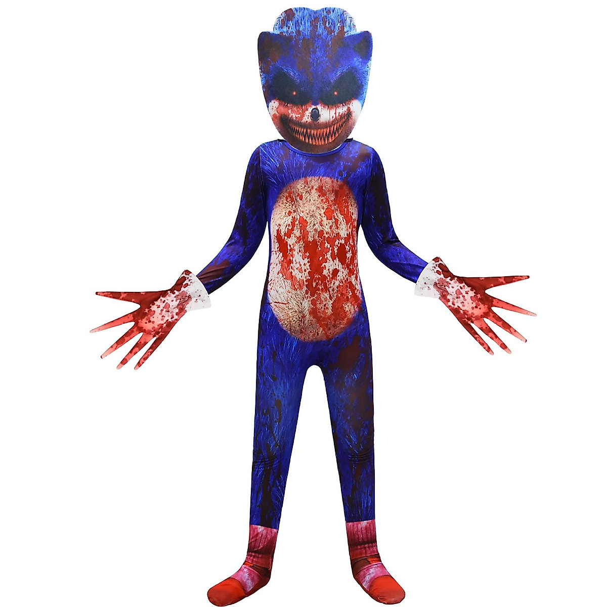 wrigcddy Halloween The Animal Costume For Boys Cosplay Kids Cartoon Blood Jumpsuit Gloves Mask Outfit Dress Up (Blue, 6 Years)