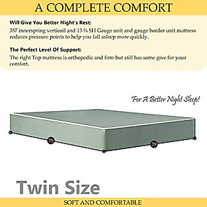Mattress Comfort 8-Inch Firm Double sided Tight top Waterproof Vinyl Innerspring Mattress and 8" Fully Assembled Wood Boxspring/Foundation Set,Twin