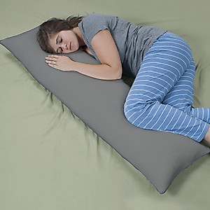 Crescent Bedding 1800 Series Brushed Microfiber Grey Body Pillow Cover - Super Soft and Cozy, Zipper Closure – Hypoallergenic -Wrinkle, Fade, Stain Resistant – Body Pillow Case, (21×54 Inch)