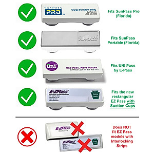 Silicone Skin for SunPass Pro and SunPass Portable (Florida), UNI Pass by E-Pass, and Rectangular EZ Pass with Suction Cups. Wraps Your Transponder for a Discreet Look. Includes Black Suction Cups