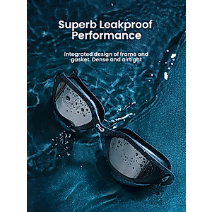 COPOZZ Women's Swim Goggles, Swimming Goggles Anti-fog No Leaking UV Protection for Adult Women - White