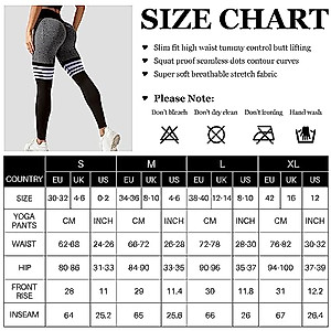 CFR Women Scrunch Butt Lifting Seamless Leggings High Waist Stretchy Workout Fitness Yoga Pants Tummy Control Gym Tights #4 Pants Stripe Black,M
