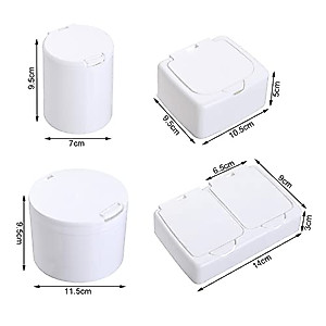 Hooshion Qtip Holder Dispenser with Lids, 4 Pack Plastic Cotton Swabs Dispenser for Vanity Makeup Organizer Storage, Qtip Holder Bathroom Set for Cotton Swab, Ball, Pads, Floss