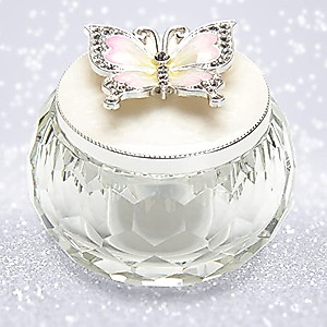 LASODY Butterfly jewelry Storage Box for Rings Earrings Necklace Treasure Chest Organizer Jewelry Keepsake Gift Box Case for Girl Women (Butterfly w/Crystal Box, Silver Plate)