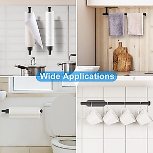 Paper Towel Holder 2 Pack, Under Cabinet Paper Towel Holder Wall Mount, Self Adhesive or Drilling Kitchen Towel Holder, SUS304 Stainless Steel Paper Towel Holder for Kitchen Bathroom RV Blcak