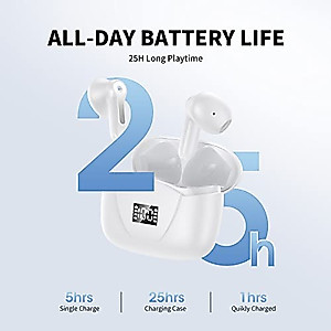 Wireless Earbuds, Bluetooth 5.3 Headphones With Noise Cancelling Mic and Clear Call, Bluetooth Earbuds Touch Control Stereo Bass, LED Display, IPX7 Waterproof Running Earphones for Sports/Travel