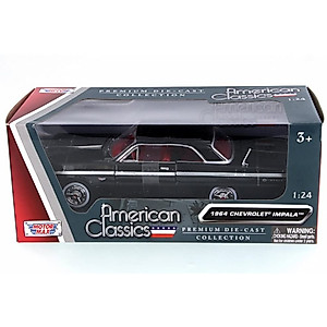 Motor Max New 1:24 W/B American Classics Collection - Black 1964 Chevrolet Impala Hardtop Diecast Model Car