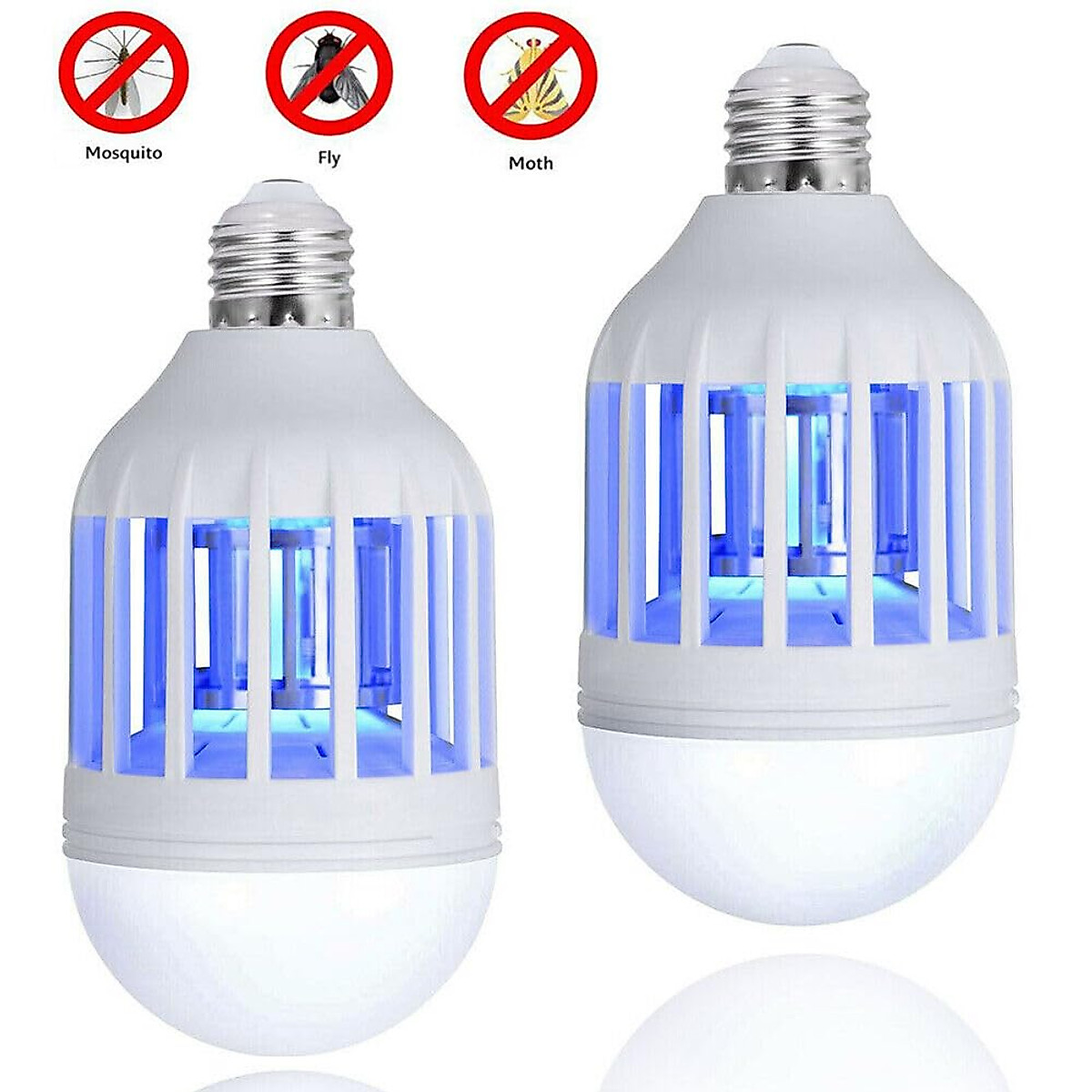 2 PACK Bug Zapper Light Bulb 2 in 1 LED Electronic Light Trap for Fruit Flies, Mosquito, Bug, Insect and Fly Control Killer - Traps