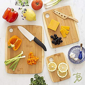 Totally Bamboo 3-Piece Two-Tone Bamboo Serving and Cutting Board Set