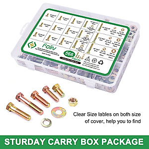 FOLIV 566Pcs Heavy Duty Bolts and Nuts Assortment Kit, Grade 8 Hex Screws Bolts Nuts Kit, 1/4-20 5/16-18 3/8-16, 15 Common Sizes Included