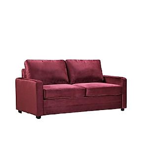US Pride Furniture Knightsville Velvet 70 ' Square Arms Sofa Bed Sofabed, Burgundy