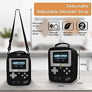 Ruokey Game Lunch Bag, Reusable Insulated Thermal Lunch Box for Gamer, Reusable Portable Lunchbox (Gamer-BK-R)