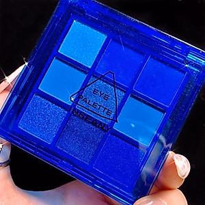 Go Ho 9 Style Blue Grey White Powder Makeup Eyeshadow Palette,Matte & Pearl Shimmer Design Waterproof Cool Blue Eye Eyeshadow Palette for Women&Girls(Blue)