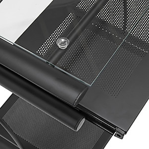 Calico Designs 50100 L-Shaped Computer Cart with Clear Glass, Black