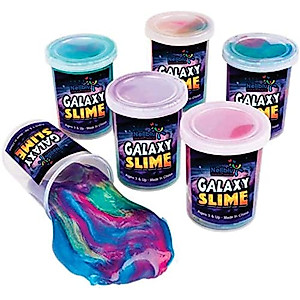 Neliblu - 6 Pack Galaxy Slime 1.5"x3" - Assorted Unicorn Party Favors, Stress Relief Toys for Kids, DIY Decoration - Bulk Party Pack - Goodie Bag Stuffers - 6 Marble Rainbow Non Toxic Galaxy Slime Kit