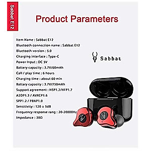 Tuanzi Sabbat E12 3D Clear Sound True Wireless Earphone Sport HiFi Stereo Earbuds Blutooth 5.0 TWS Stereo Earphones A week's Endurance with Built-in Mic Charging Case (Rock Coffee)