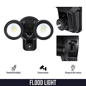 Wasserstein 3-in-1 Wired Floodlight, Charger and Mount Compatible with Arlo Pro & Arlo Pro 2 Only - 2000 Lumens Powerful Floodlight (Black) (Arlo Pro/Pro 2 NOT Included)