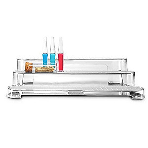 madesmart Clear Shelf Organizer - Lt. Grey | BATH COLLECTION | 3-Tier Cabinet or Countertop Organizer | Soft-grip Lining and Non-slip Fee | BPA-Free