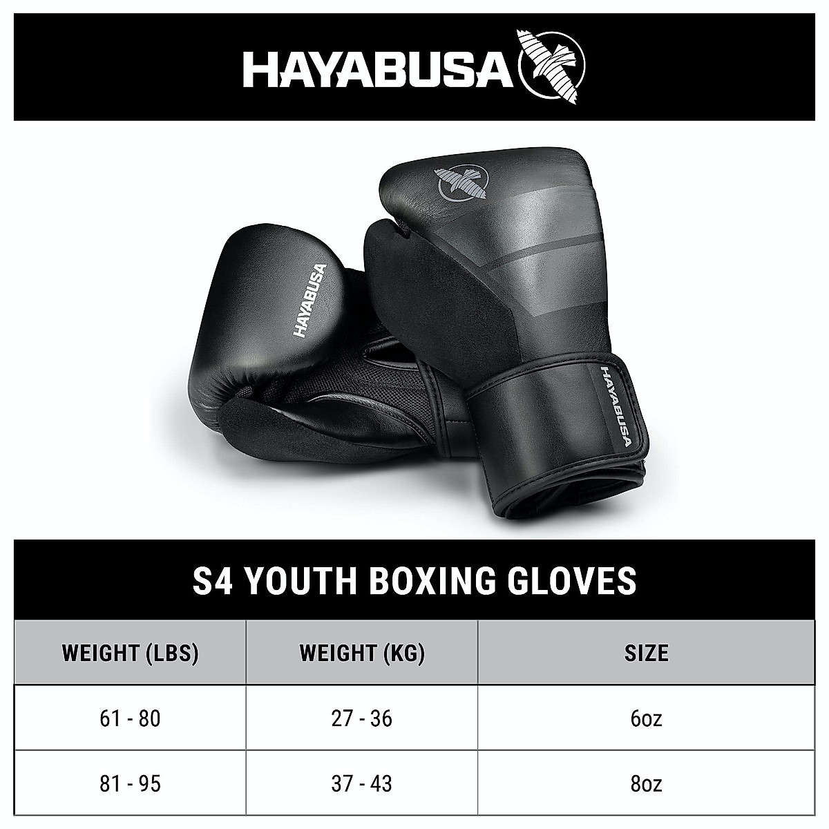 Hayabusa S4 Kids Boxing Gloves for Boys and Girls - Blue, 6 oz