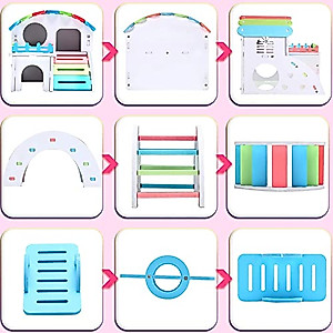 AFXOBO 3Pcs Hamster House Bridge Hamster Seesaw Nest Wooden Color Seesaw Arch Bridge Villa for Small Hamster