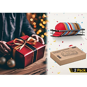 KIMBORA Metal Hat Rack for Wall, Hat Organizer for Baseball Caps Holds 30 Hats Wall Mounted Baseball Hat Storage Organizer Fits All Caps Shelves, 2 Packs Hat Holder Display, Black