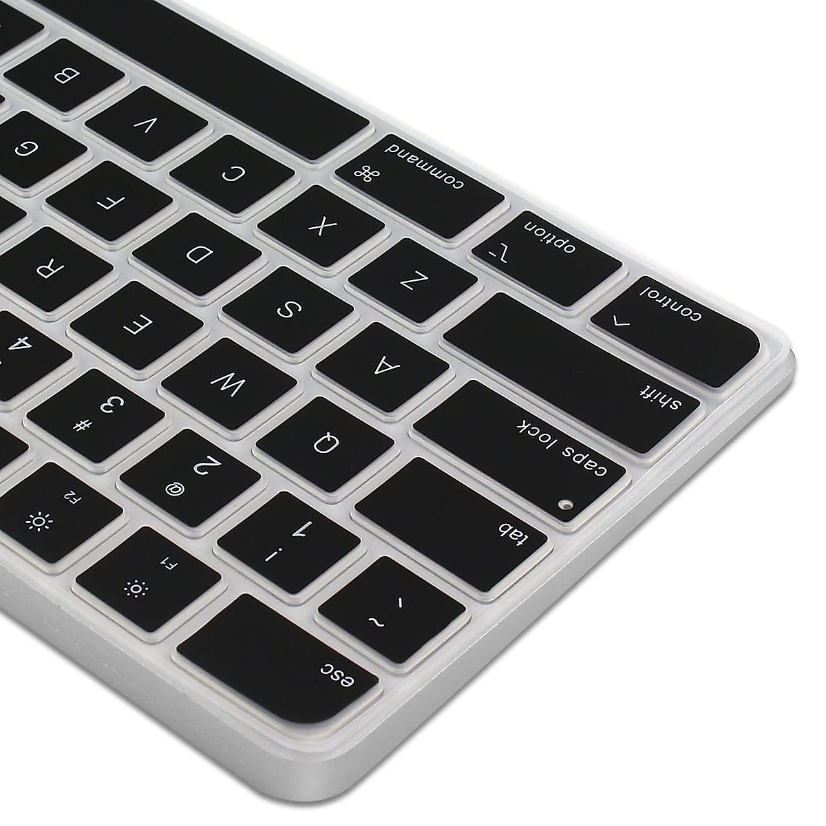 ProElife Ultra Thin Silicone Keyboard Cover Skin for 2023-2021 Magic Keyboard with Touch ID and Numeric Keypad Model-A2520 U.S Enter Protector (3 Keys ON The Left of The Space BAR) (Black)