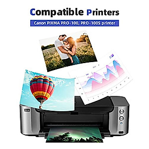 CLI42 CLI-42 Ink Cartridges Replacement for Canon Pixma Pro-100 Pro-100S Inkjet Printer (2BK, 2C 2M 2Y 2PC 2PM 2GY 2LGY 16-Pack)