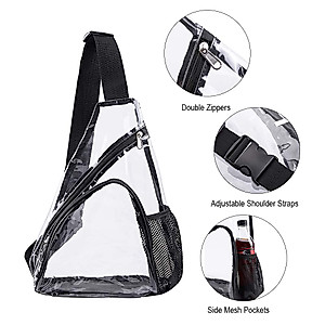 Clearworld Clear Sling Bag Stadium Approved, Multipurpose Clear Crossbody Sling Backpack,Clear Chest Bag for Travel Hiking,Stadium and Concerts