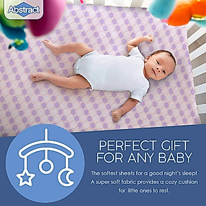 Fitted Crib Sheets for Portable Crib – Super Soft, 100% Jersey Cotton – 24” x 38” – for Boys and Girls, Fits Mini Mattresses - Covered Elastic Hem – Lavender Honeycomb– by Abstract