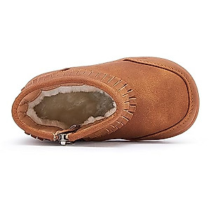 BMCiTYBM Baby Winter Snow Boots Tassel Boys Girls Faux Fur Shoes Camel Size 6-12 Months Infant