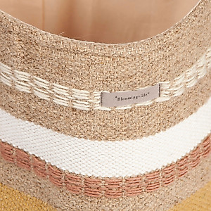 Bloomingville Soft-Sided Cotton Wool Storage Basket with Stripes, Multicolor