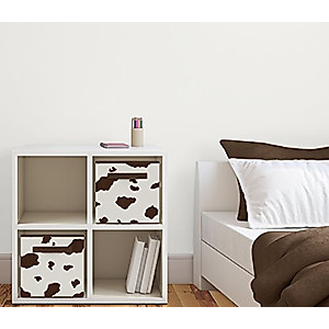 Sweet Jojo Designs Brown and Cream Cow Print Foldable Fabric Storage Cube Bins Boxes Organizer Toys Kids Baby Childrens for Wild West Collection Set of 2