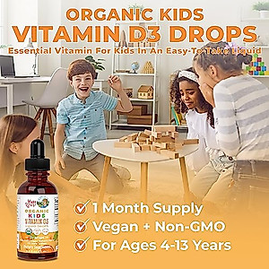 MaryRuth Organics USDA Organic Vitamin D3 Liquid Drops for Kids | 640 IU Vitamin D3 Per Serving | Kids Immune Support & Bone Health Supplement | Formulated for Ages 4-13 | 0.5oz | 30 Servings