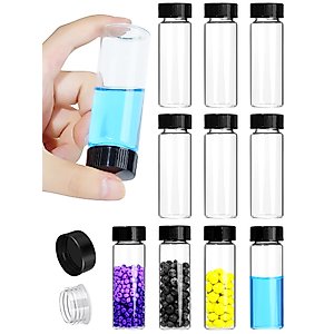 30ml Clear Small Glass Vials with Screw Caps, Small Vials for Essential Oil, Leak-Proof Sample Vials with Lids(10pcs)