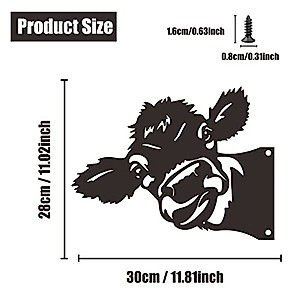Yungeln Peeping Cow Metal Art Farm Garden Decor Garden Fence Decoration Outdoor Decoration for Farmhouse,Yard,Lawn