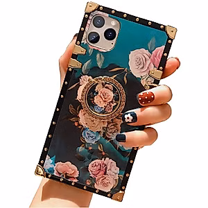 Babemall for iPhone 11 Pro Max 6.5" inch Case, Elegant Romantic Blu -Ray Flower Square [Scratch Resist] Protective Corner Back Cover Case (Flower2)