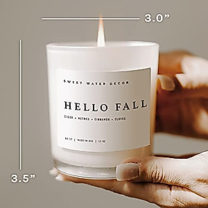 Sweet Water Decor Farmhouse Candle | Autumn, Cinnamon, and Nutmeg, Fall Scented Soy Candles for Home | 11oz White Glass + Wood Lid, 50+ Hour Burn Time, Made in the USA