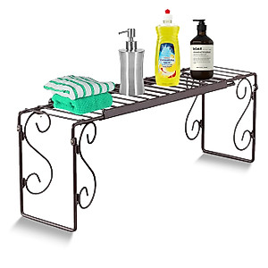 Kovot Expandable Over The Sink Shelf Extends in length from 24.5" to 40.75" | Add additional storage for soaps, cleansers, sponges and more 8.5" H x 5.75" D (Bronze)