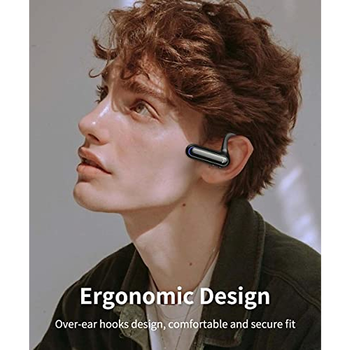 Jassco Bluetooth Earphones, Wireless Open Ear Headphones with Earhooks, 40H Playtime Hands-Free Earbuds with LED Display, Wireless Earphones Earpieces with Mic for Business, Travel, Driving, Workout
